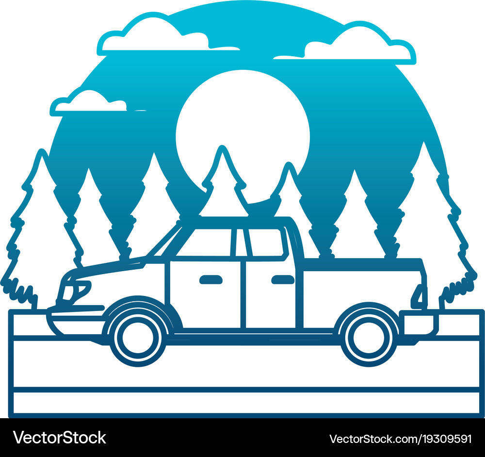 Pick up vehicle in the forest Royalty Free Vector Image