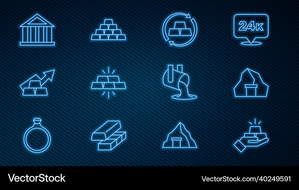Set line gold bars mine exchange money growth Vector Image