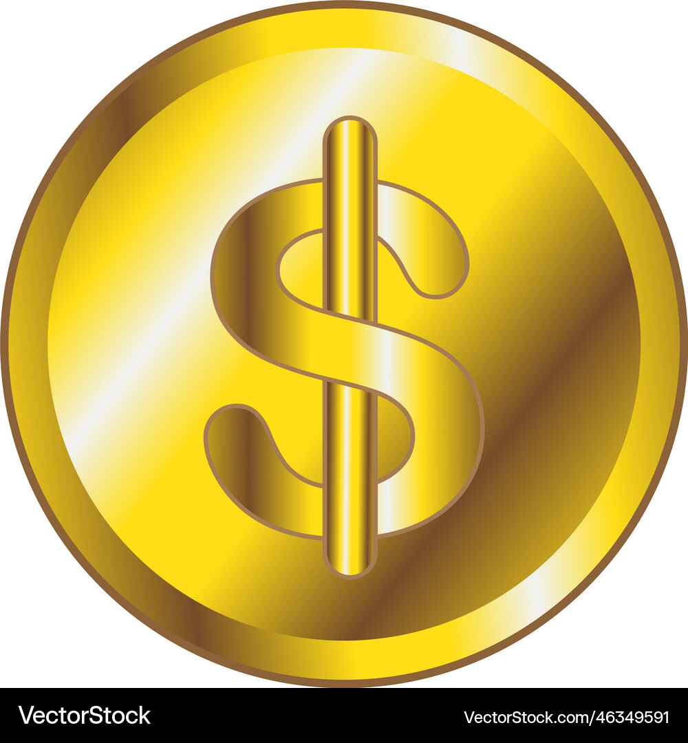 Web gold dollar coin currency logo Royalty Free Vector Image