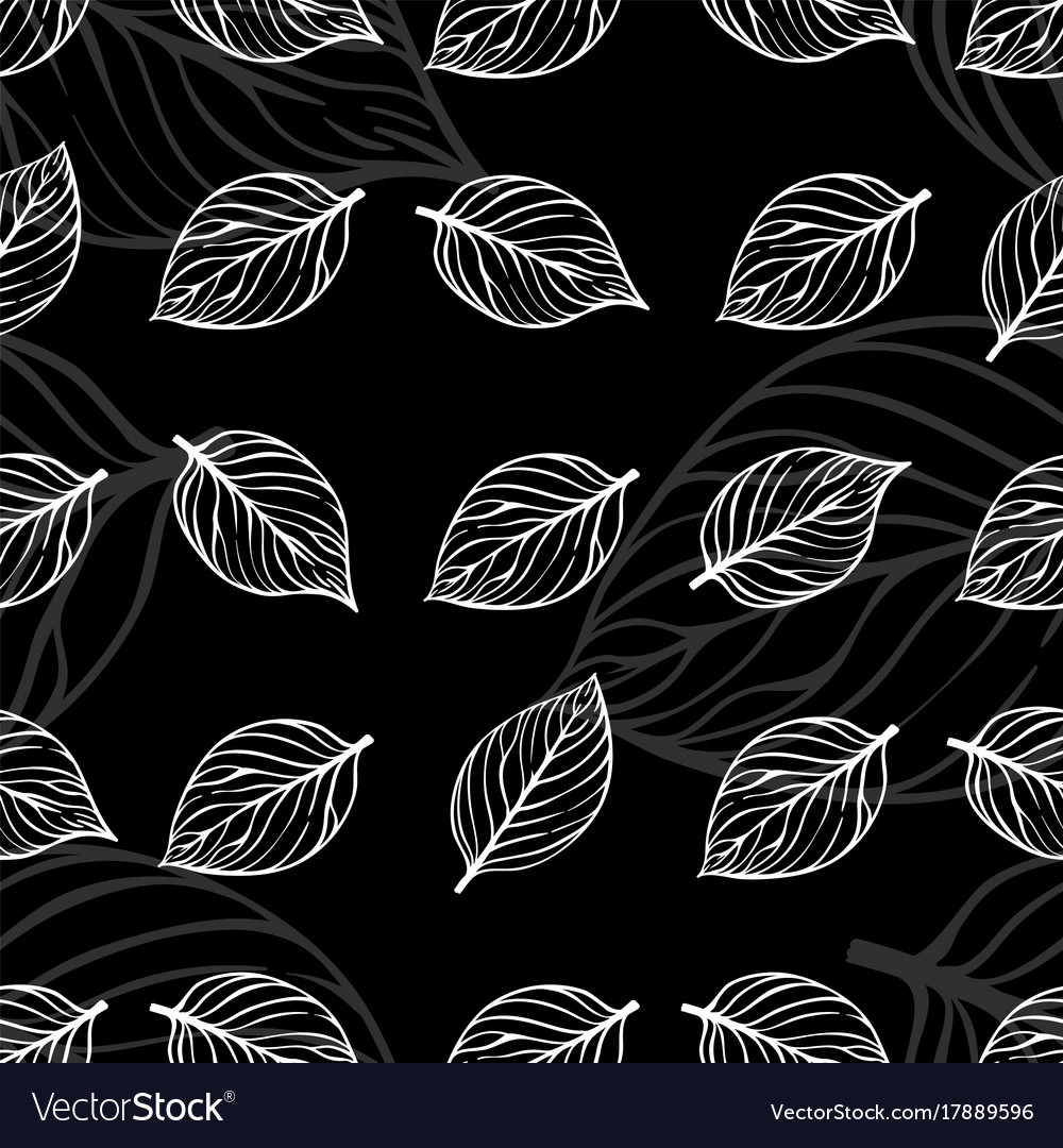 Abstract Doodle Leaves Seamless Pattern Design Vector Image