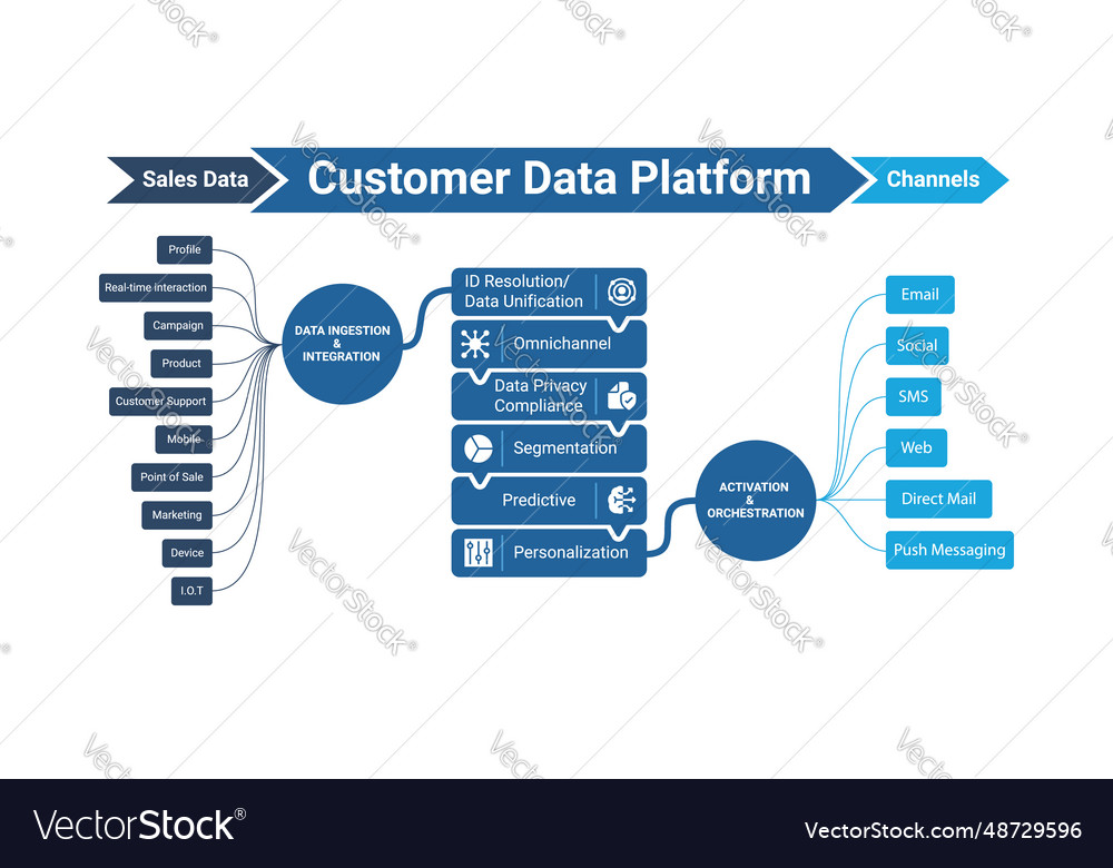Cdp-customer data platform Royalty Free Vector Image Cdp-customer data platform Royalty Free Vector Image