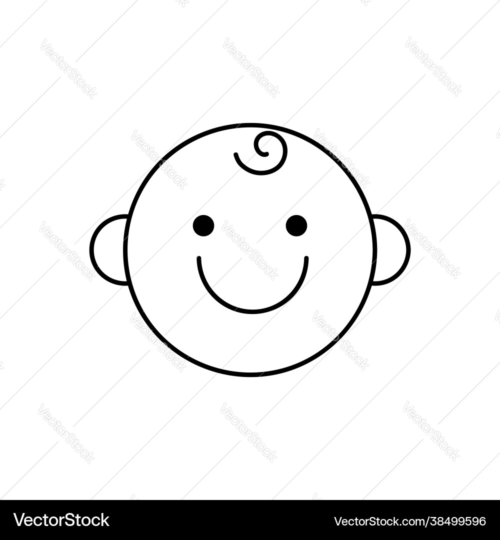 Cute baby face line icon outline symbol Royalty Free Vector