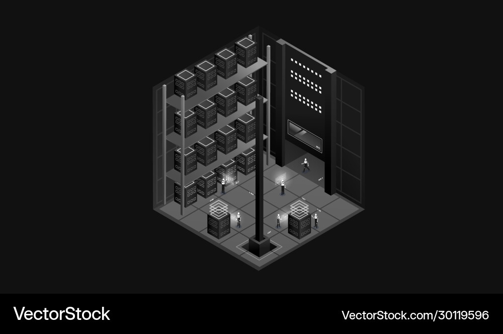 Dark laboratory interior data visualization Vector Image