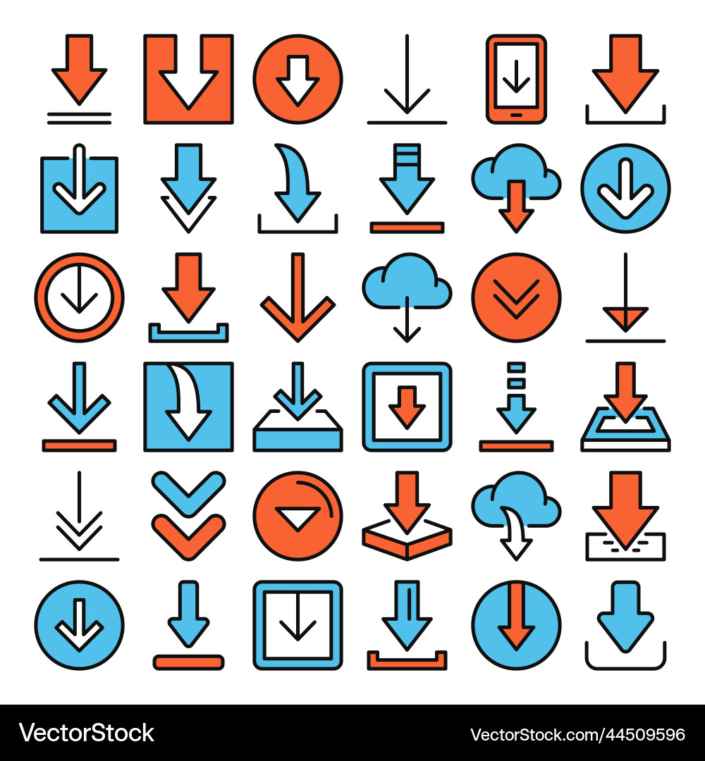 Download files icons set on white background Vector Image