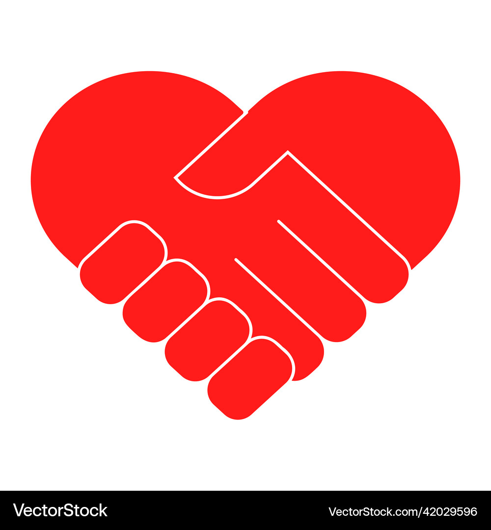 Handshake symbol forming a heart the concept Vector Image