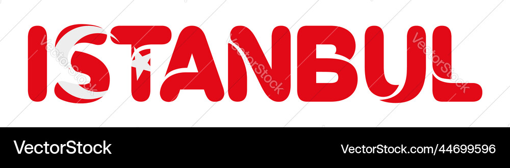 Istanbul and turkish flag lettering isolated flat Vector Image