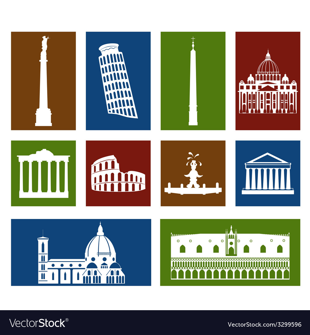 Landmarks italy set Royalty Free Vector Image - VectorStock