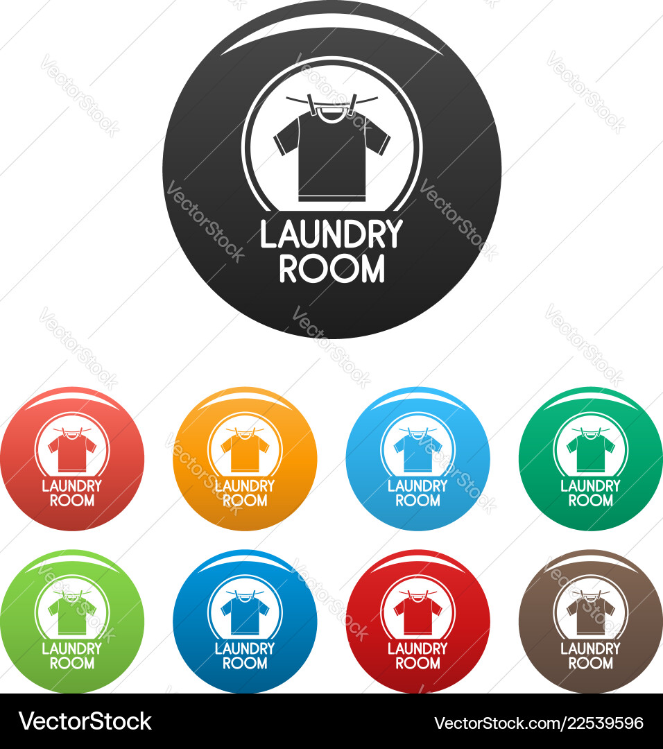 Laundry clothes room icons set color Royalty Free Vector