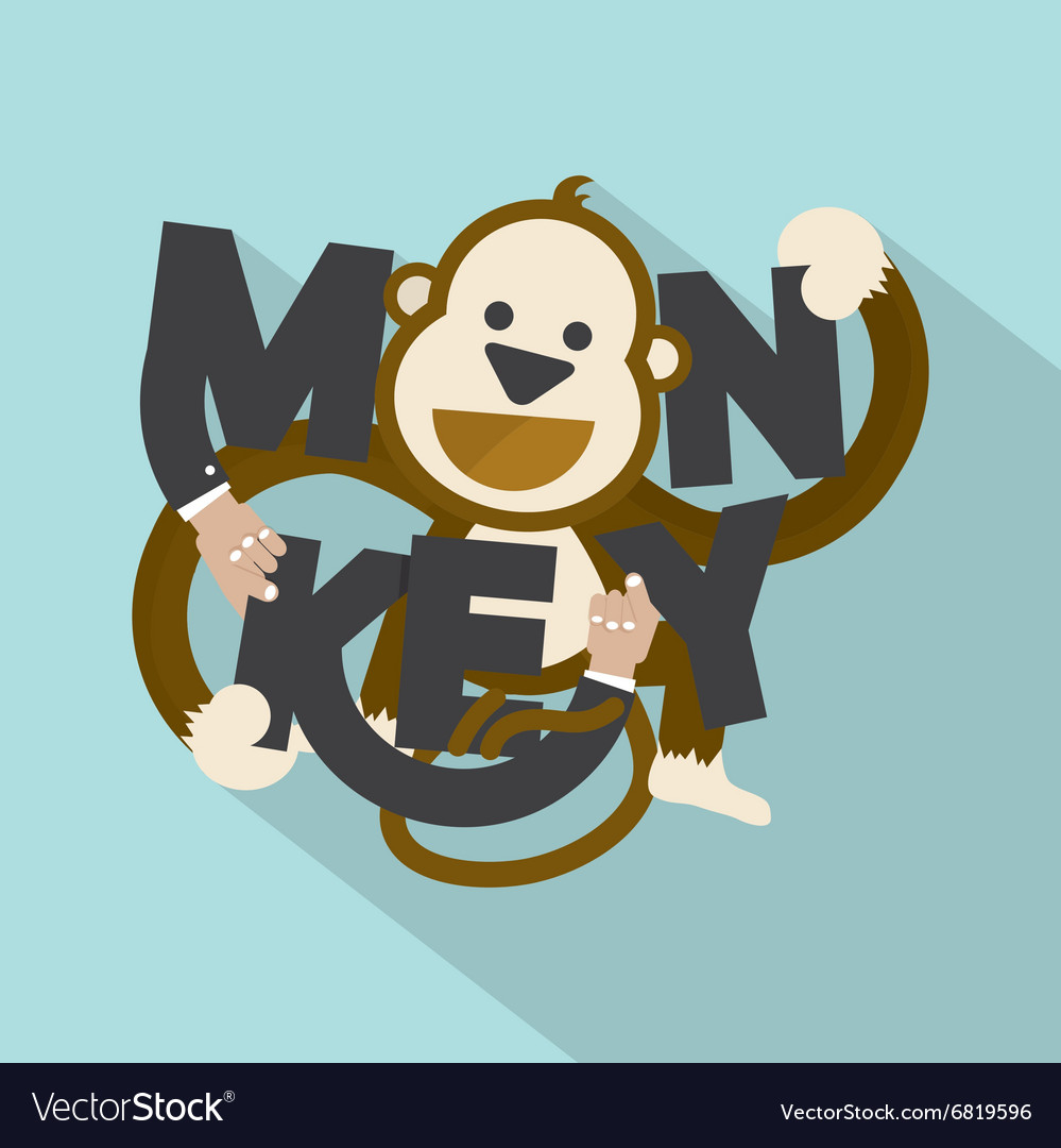 Monkey typography design Royalty Free Vector Image