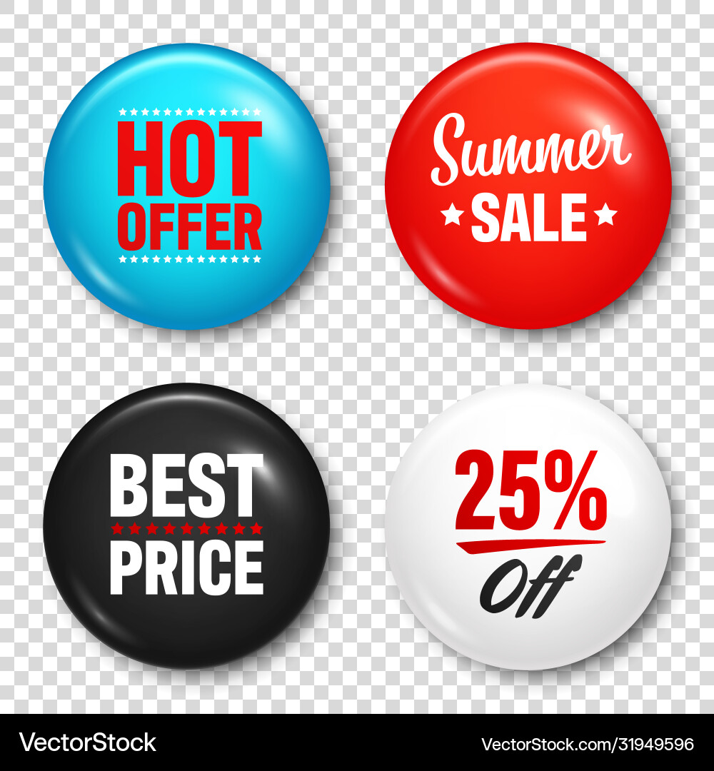 Realistic badges with text product promotion Vector Image
