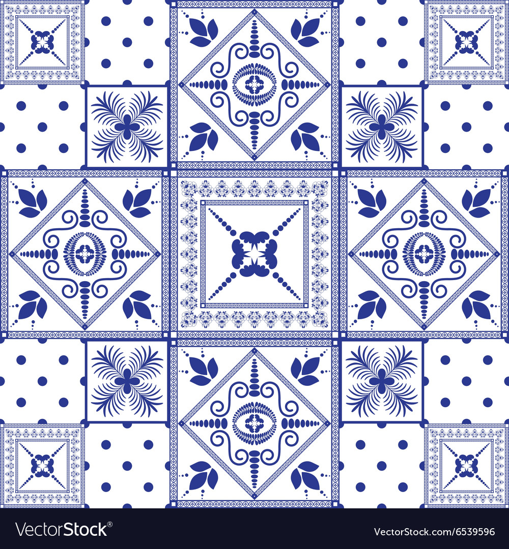 Seamless patchwork background navy blue Royalty Free Vector