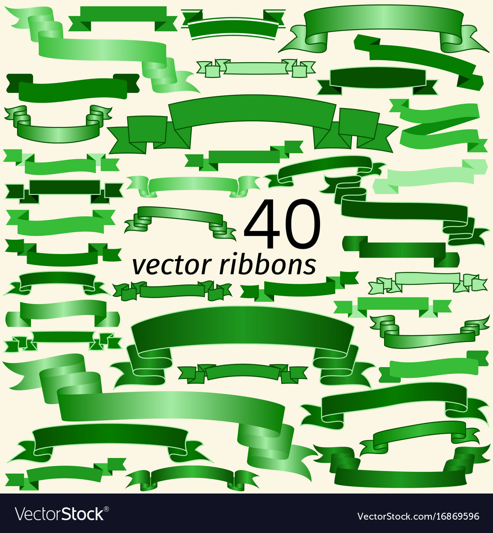 Set of green empty ribbons and banners Royalty Free Vector