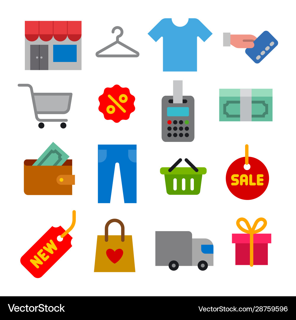 Shopping icons Royalty Free Vector Image - VectorStock