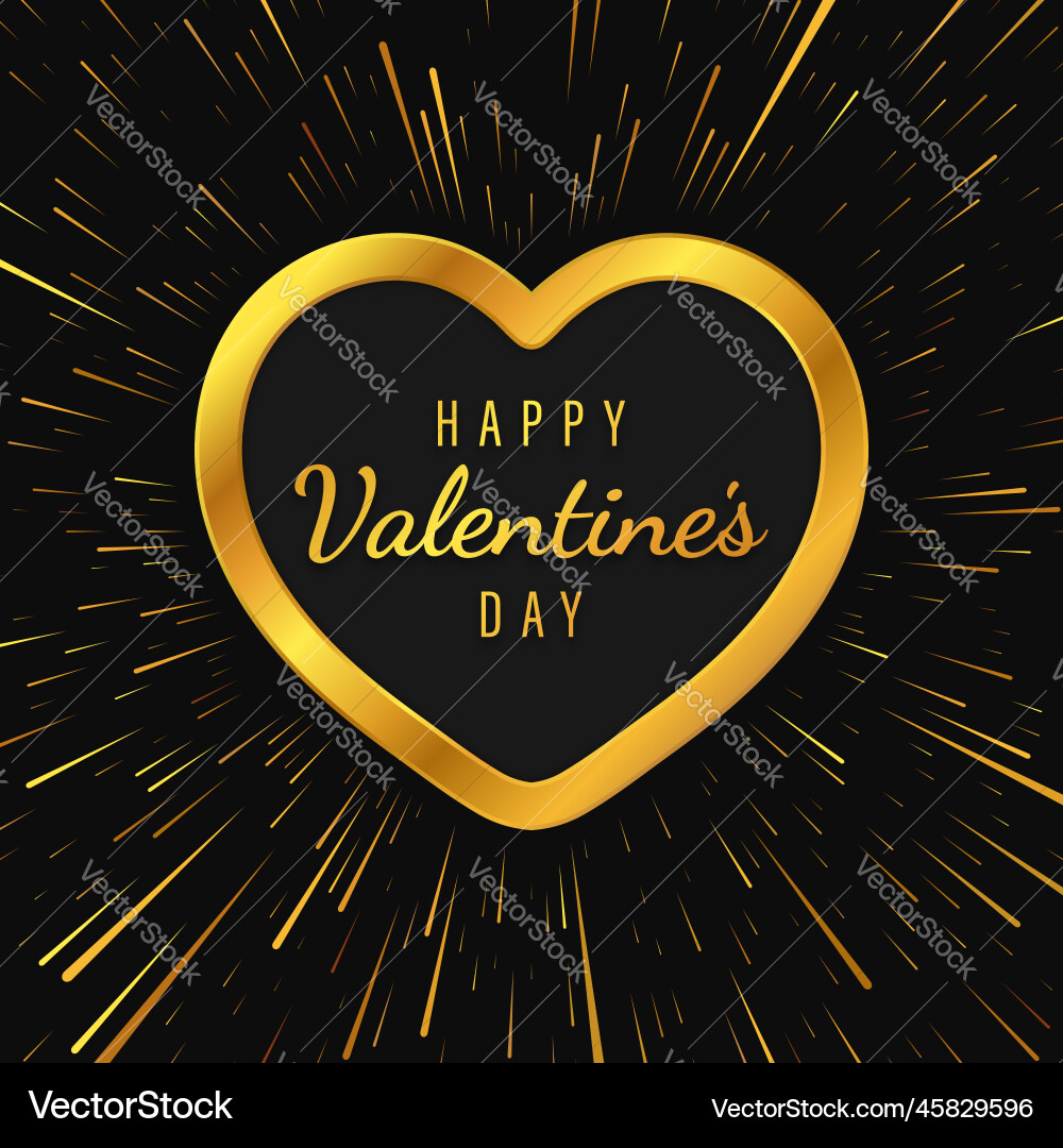 Valentines day heart shape gold glitter frame Vector Image