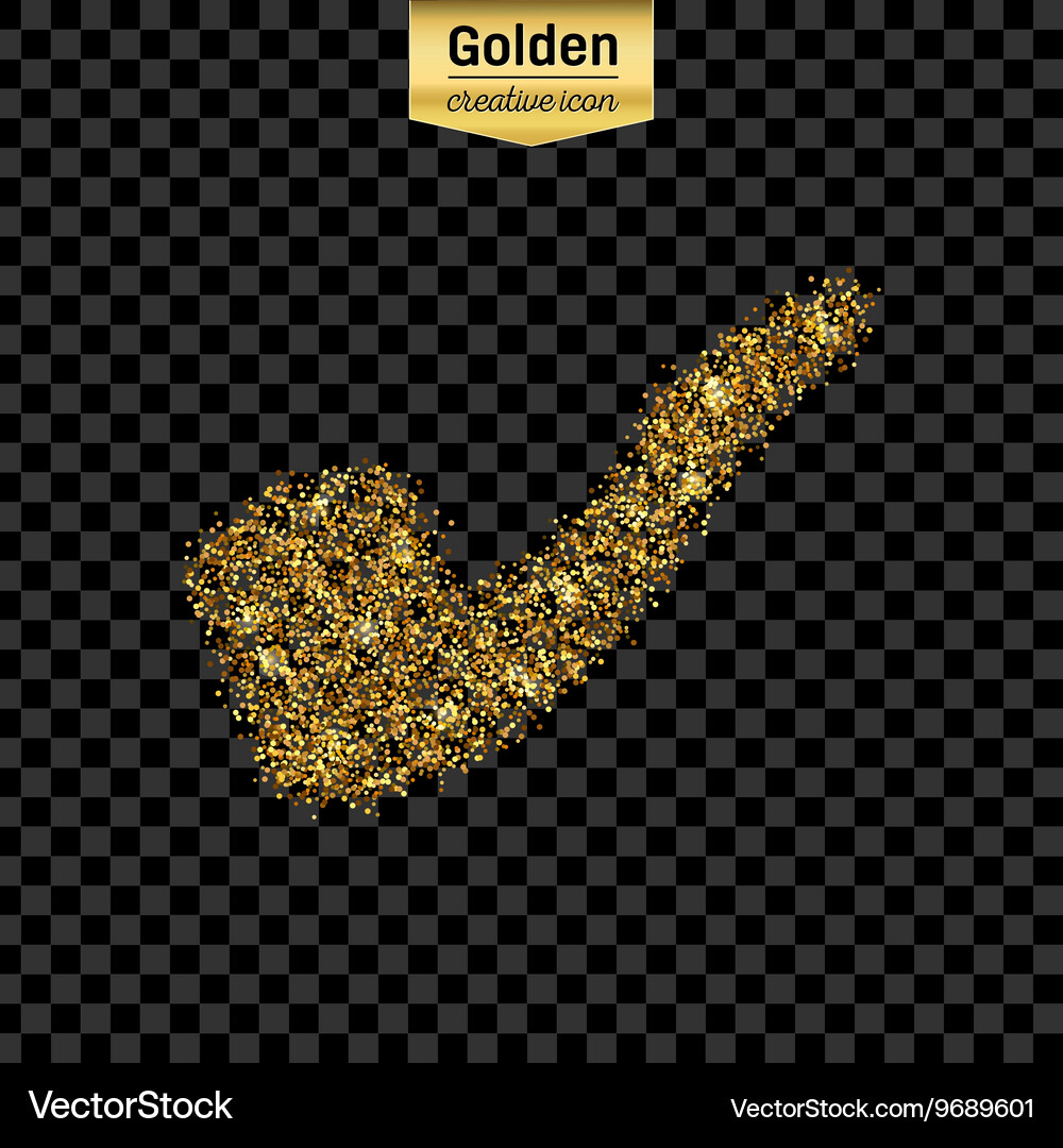 Gold glitter icon of smoking pipe isolated Vector Image