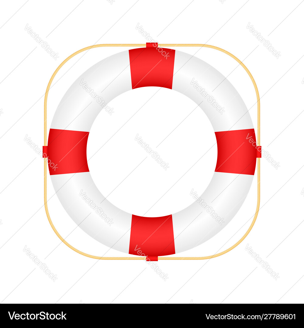 Realistic style lifebuoy isolated on white Vector Image