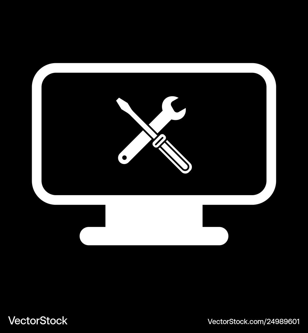 Repair computer icon pc laptop and tool sign Vector Image
