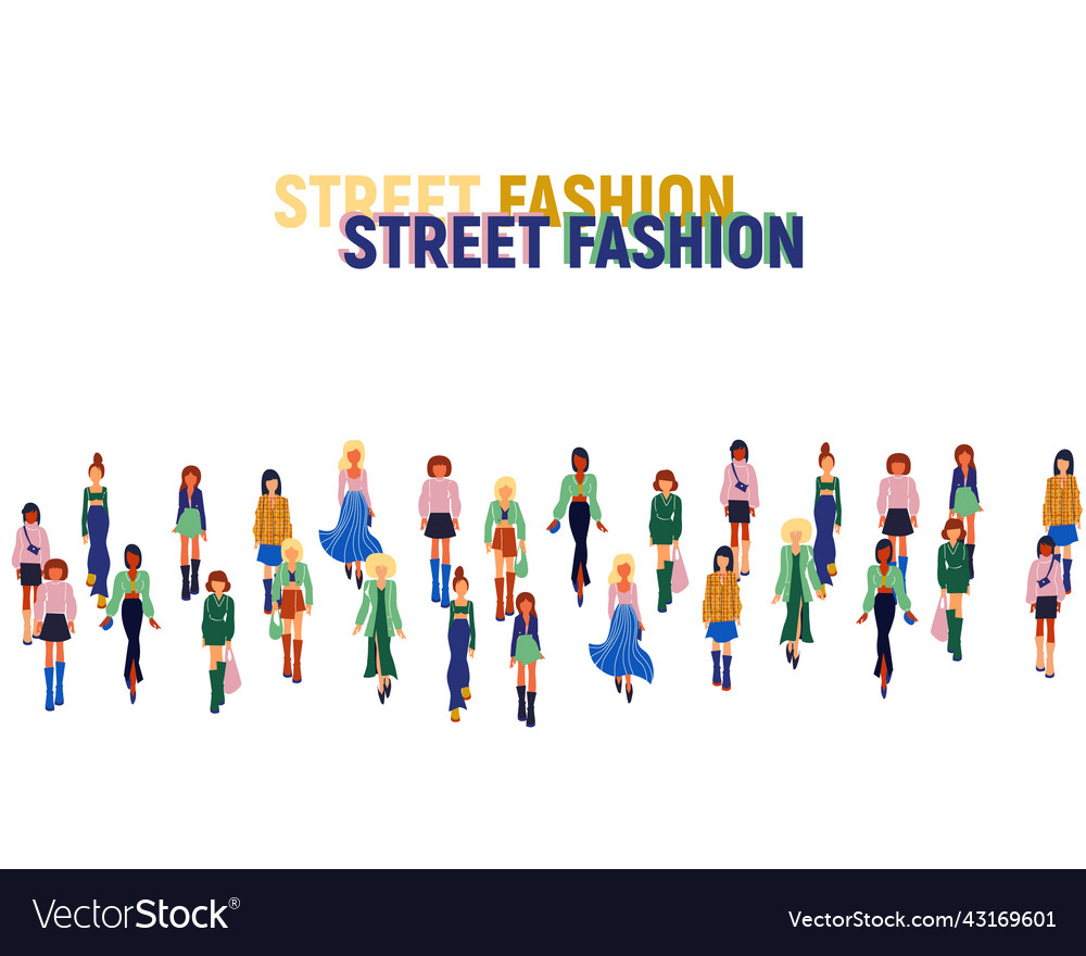 Stylish young women dressed in trendy clothes Vector Image