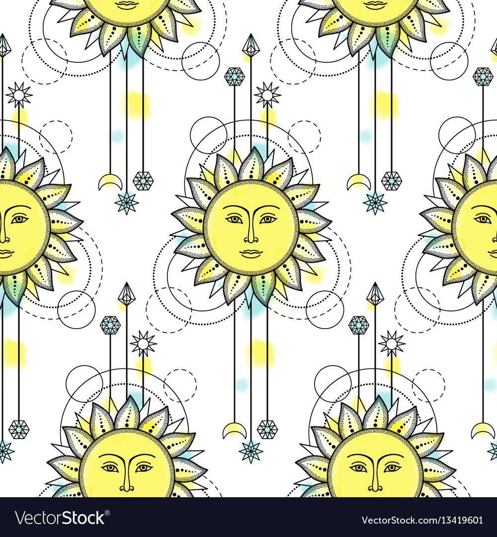 Sun modern seamless pattern Royalty Free Vector Image