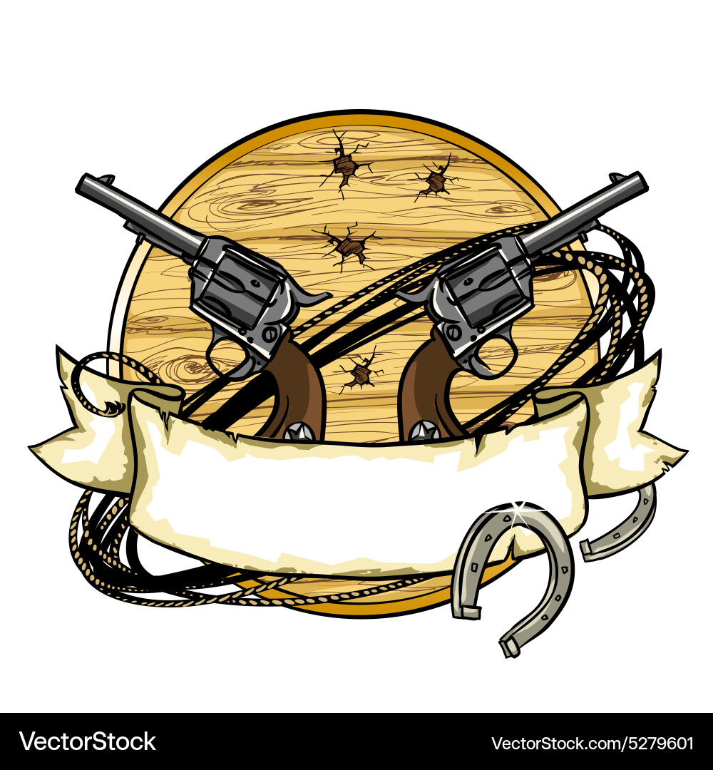 Wild West label design with ribbon banner and Vector Image