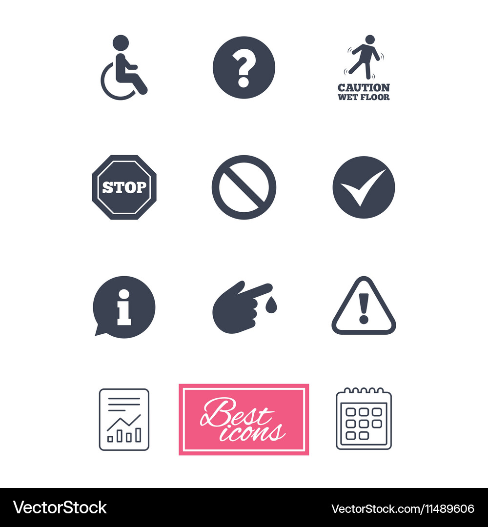 Attention caution icons information signs Vector Image