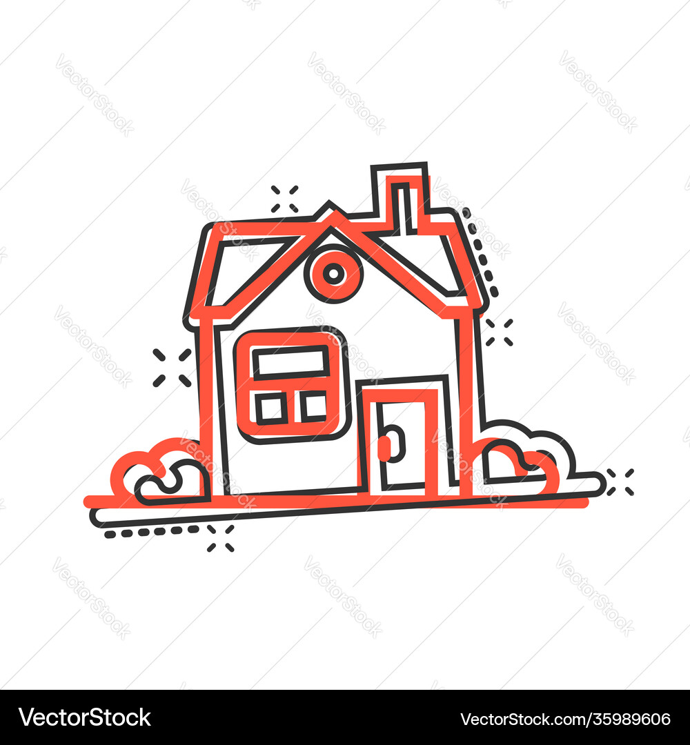 Building icon in comic style home cartoon Vector Image
