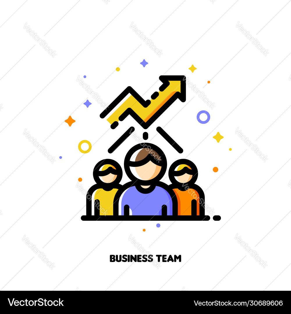 Business team and chart increasing income icon Vector Image