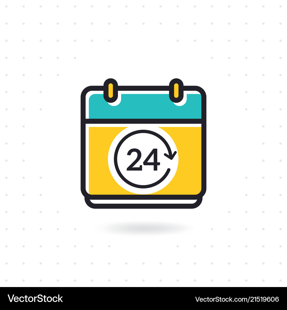Calendar icon with 24 hours symbol Royalty Free Vector Image