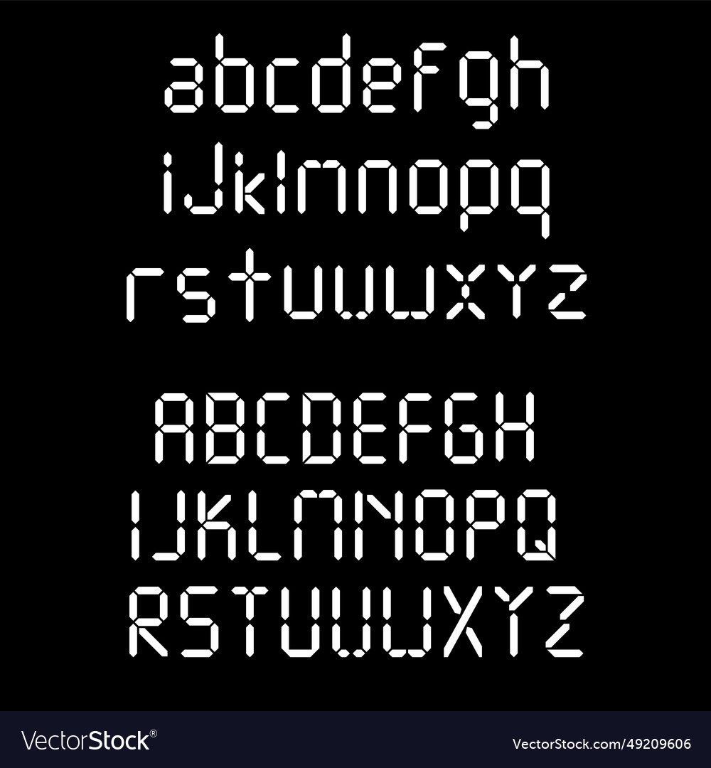 Digital font alarm clock letters numbers Vector Image