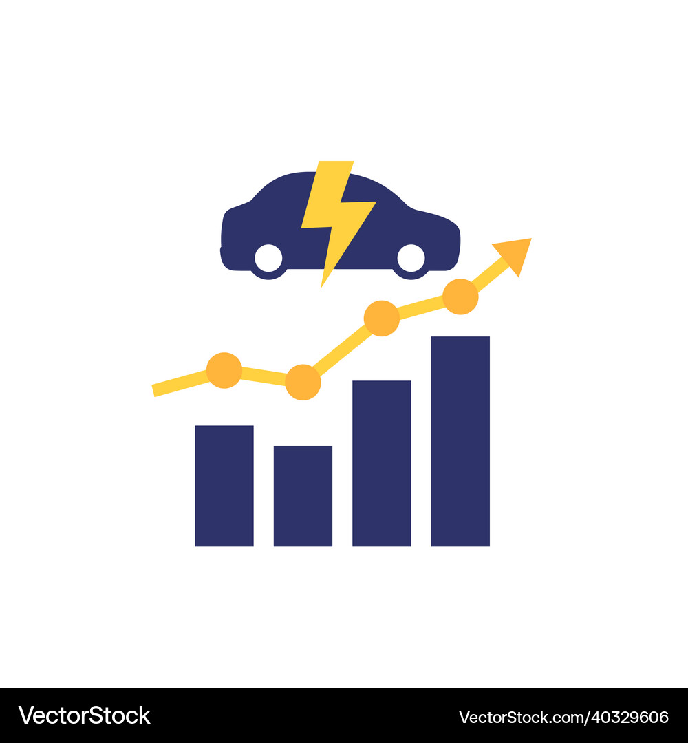 Electric car ev growing market icon Royalty Free Vector