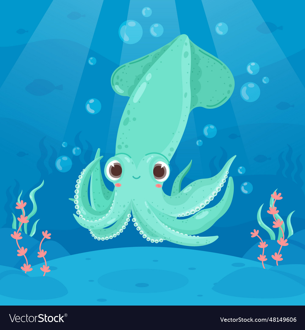 Flat design squid Royalty Free Vector Image - VectorStock