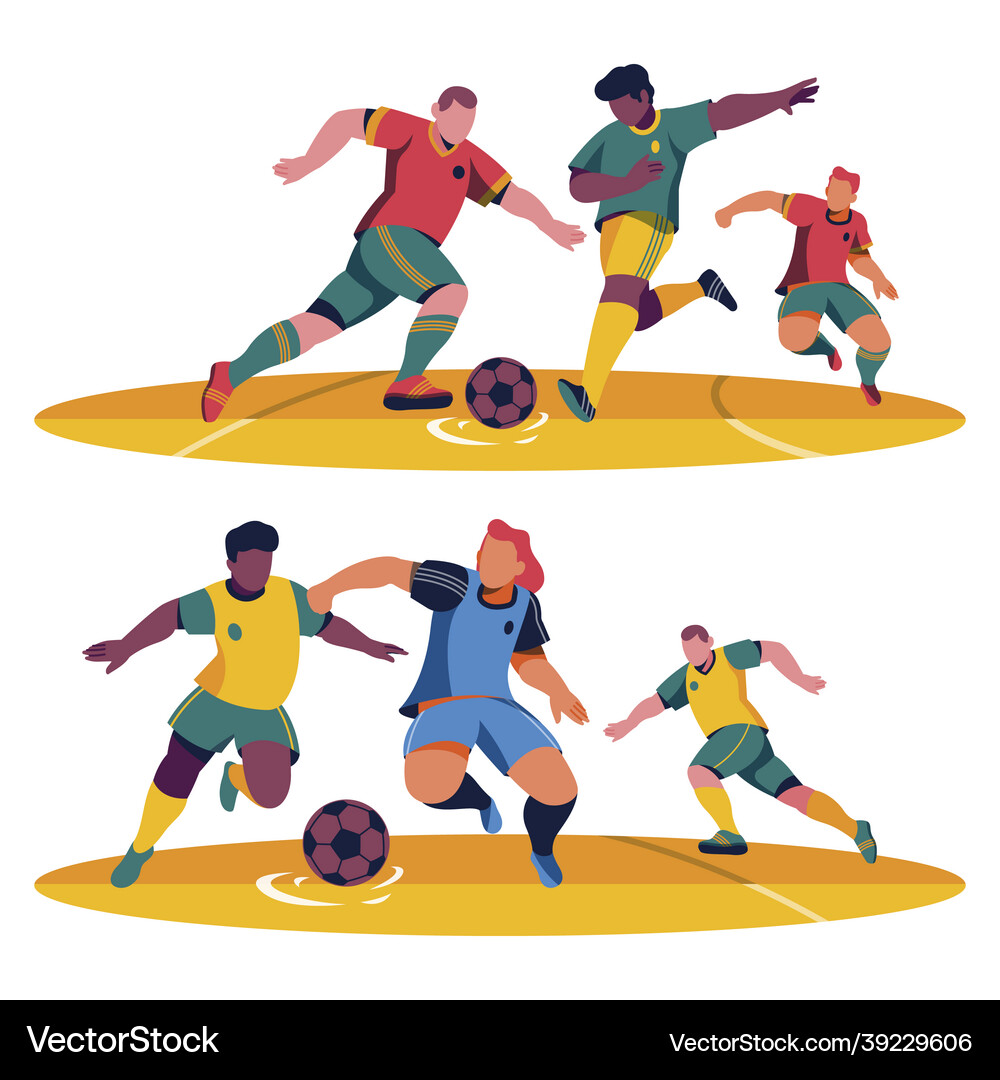 Flat football players pack Royalty Free Vector Image