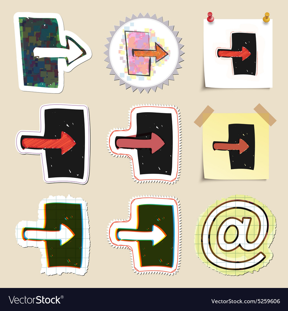 Hand drawn web emblems set isolated Royalty Free Vector