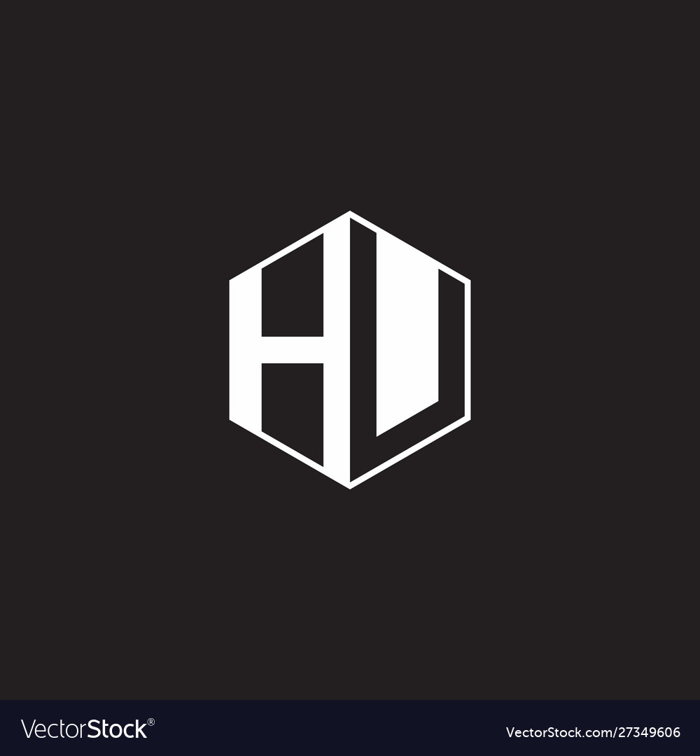Hu logo monogram hexagon with black background Vector Image