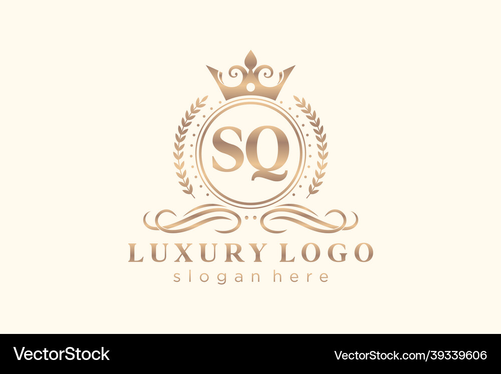 Initial sq letter royal luxury logo template Vector Image