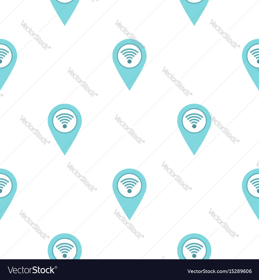Light blue map pointer with wi fi symbol pattern Vector Image