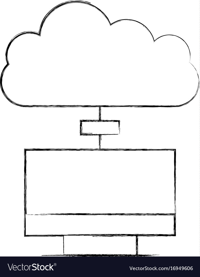 Monitor computer with cloud computing Royalty Free Vector