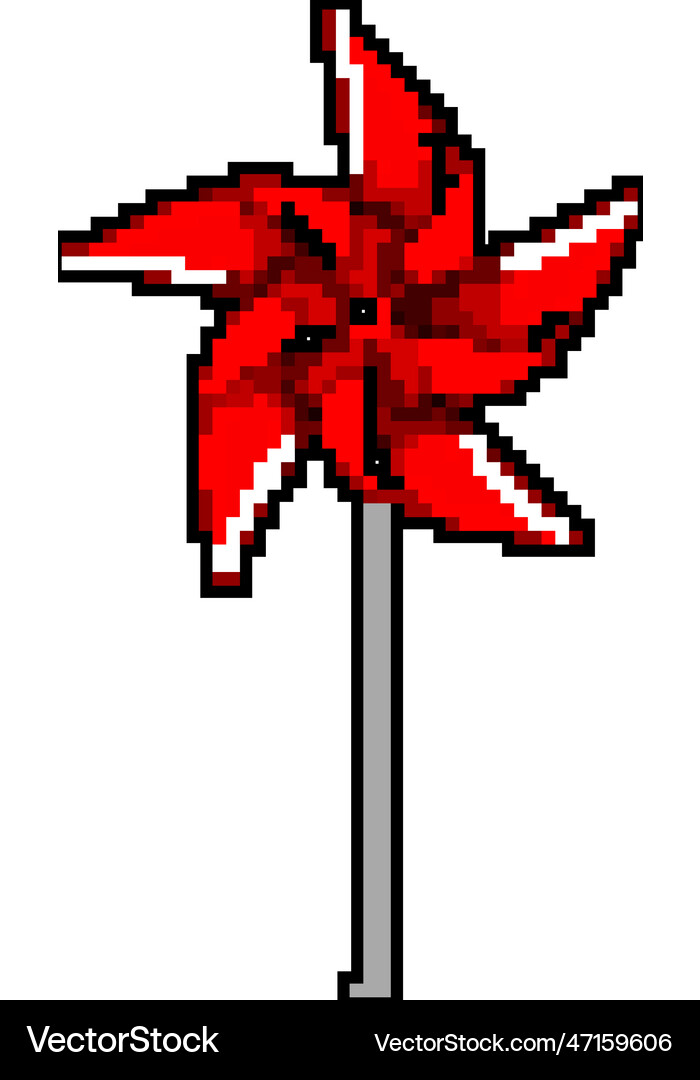 Paper pinwheel toy game pixel art Royalty Free Vector Image