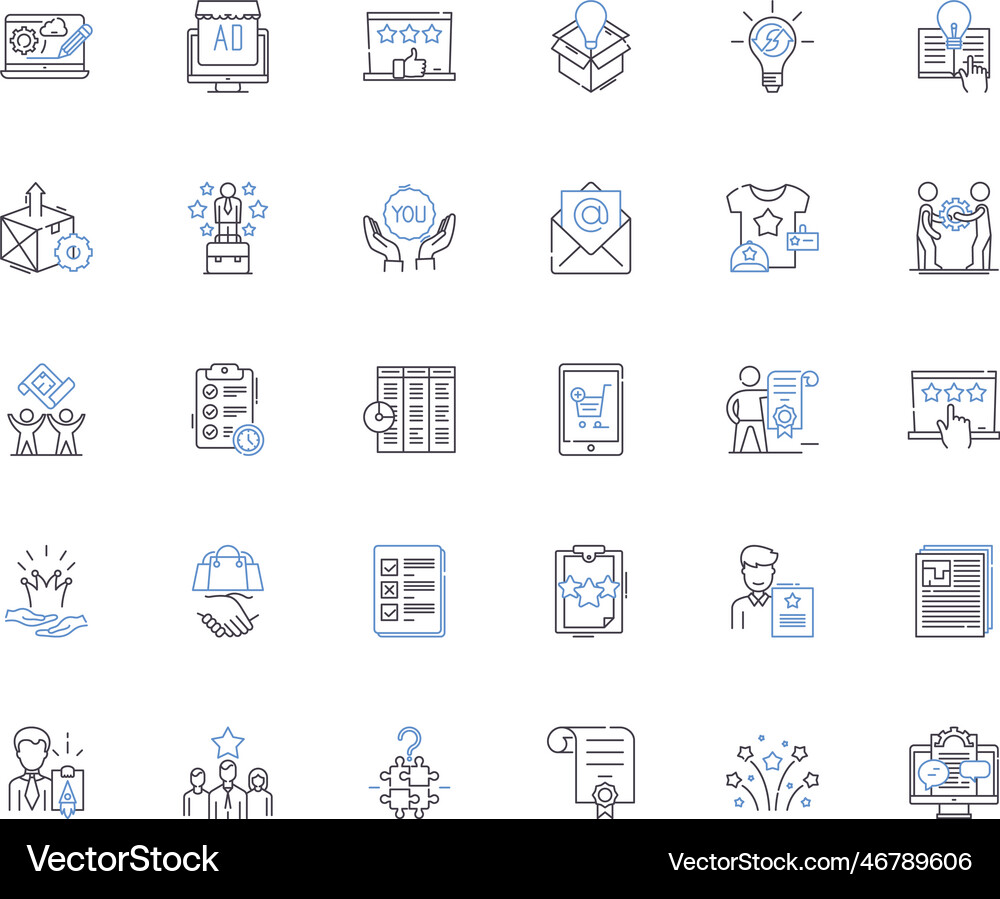 Publicity campaign line icons collection exposure Vector Image