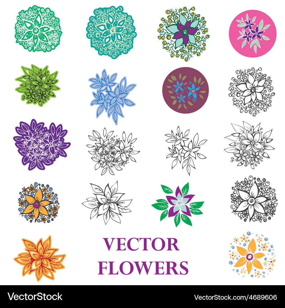 Set of design flowers Royalty Free Vector Image