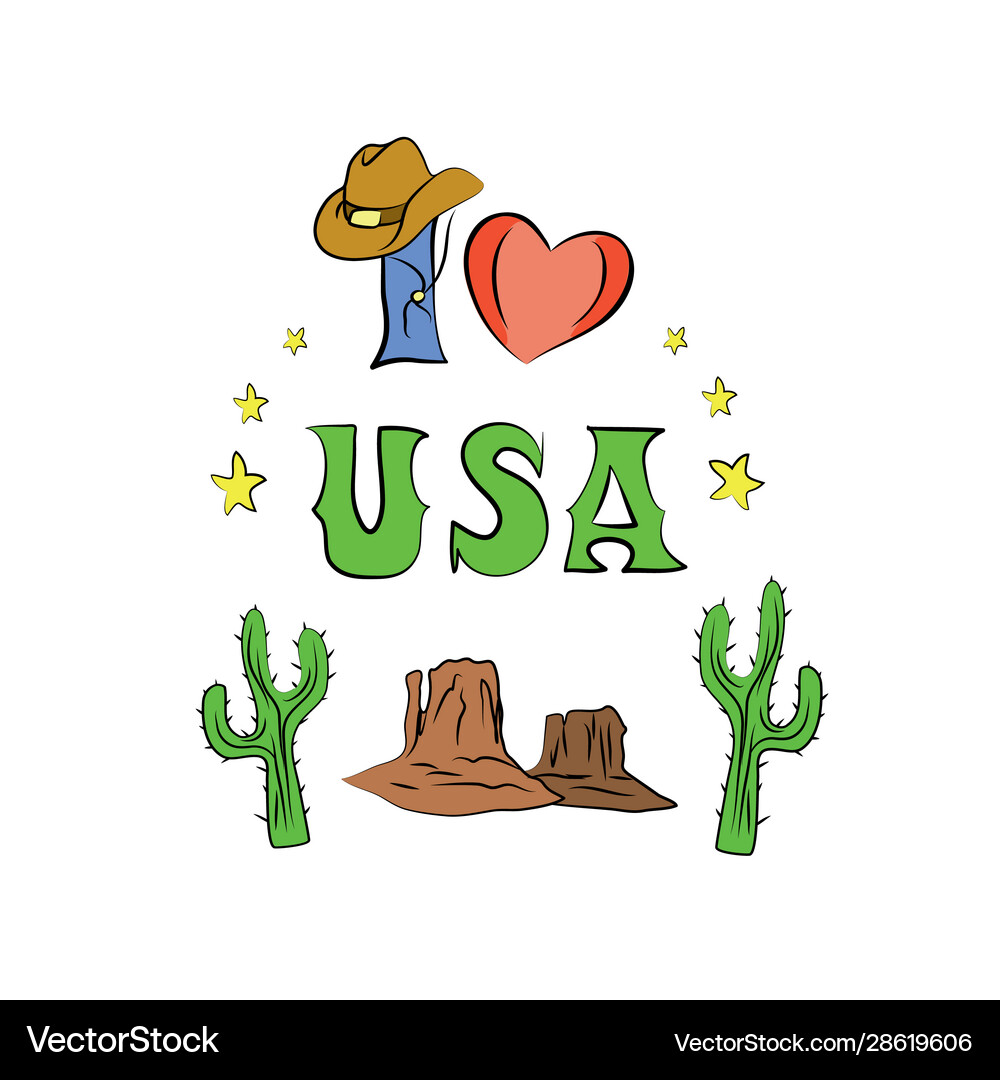 Usa doodle hand drawn elements american travel Vector Image