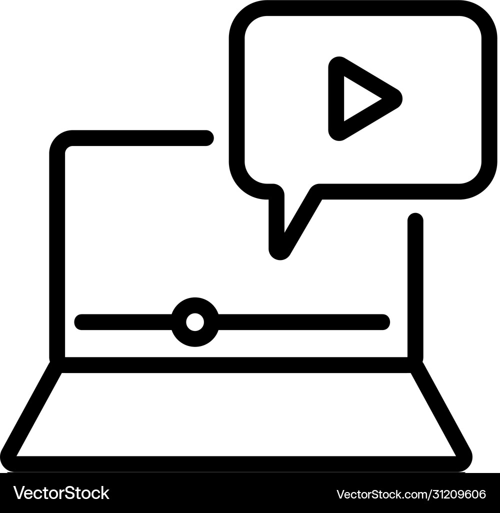 Watching video on laptop icon outline Royalty Free Vector