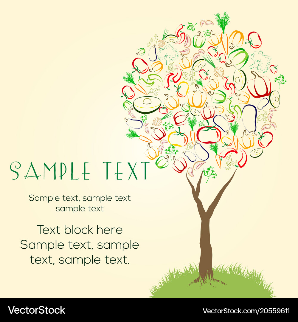 Abstract tree made of colorful vegetables Vector Image