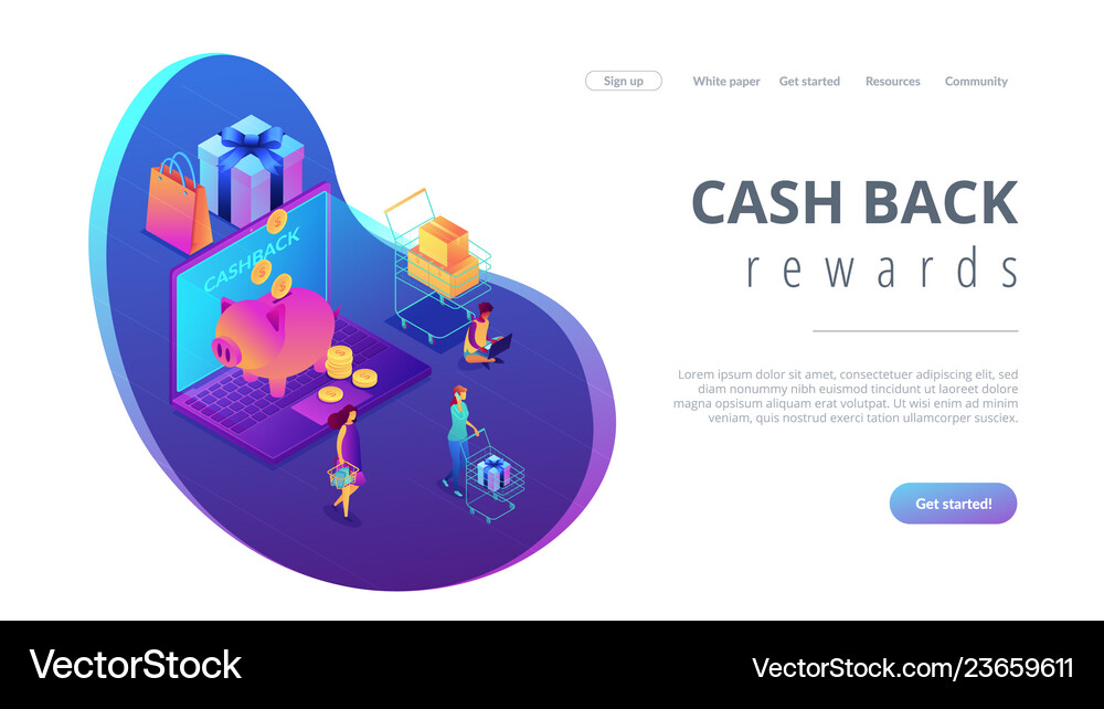 Cash back isometric 3d landing page Royalty Free Vector