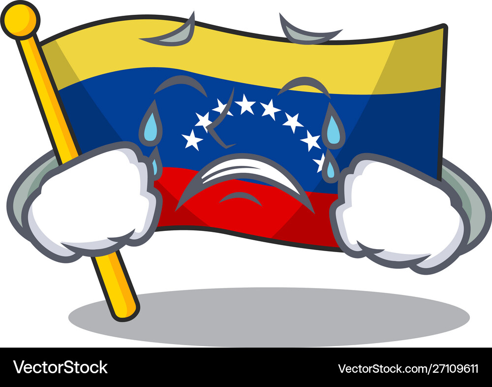 Crying flag venezuela isolated with cartoon Vector Image