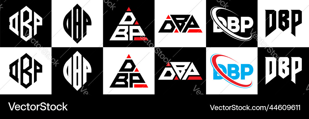 Dbp letter logo design in six style polygon Vector Image