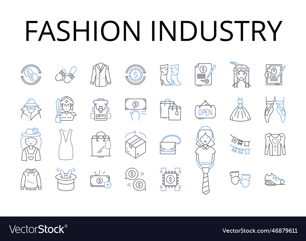 Fashion industry line icons collection beauty Vector Image