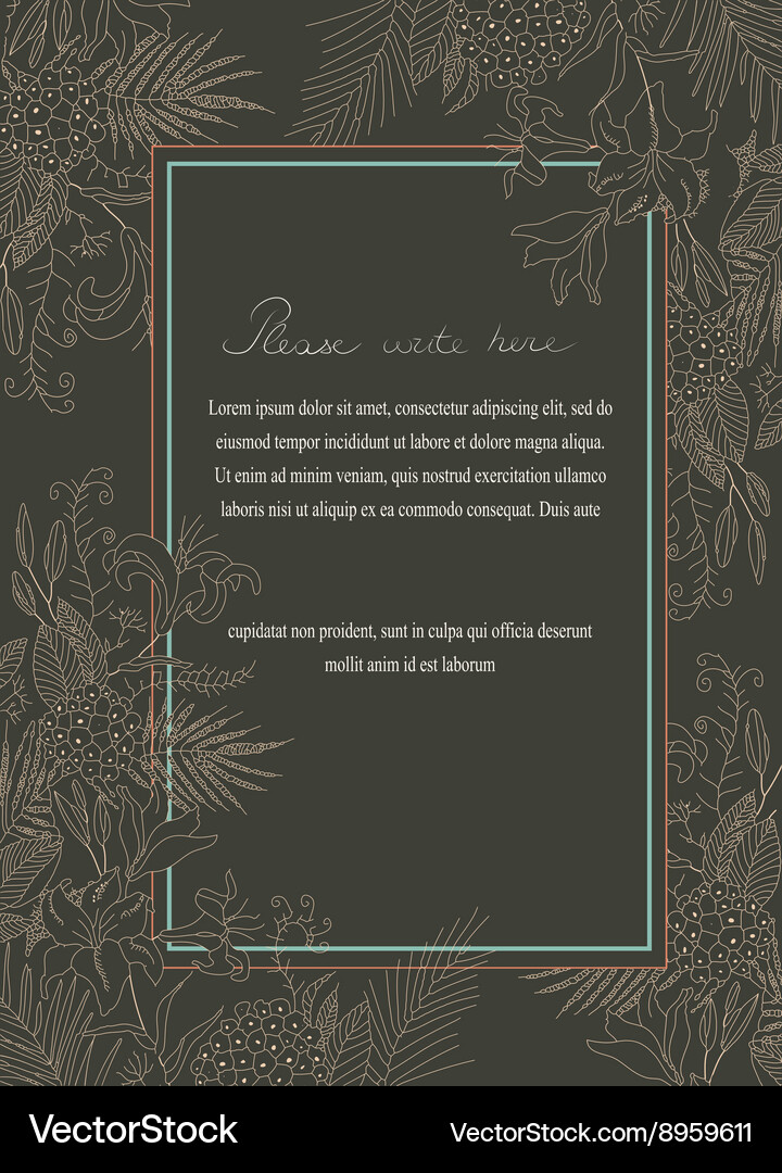 Greeting card with frame of flowers Royalty Free Vector