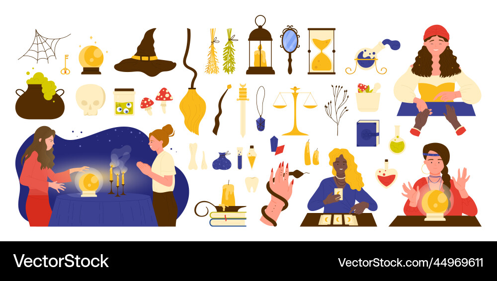 Magic of predictions set gypsy reading destiny Vector Image