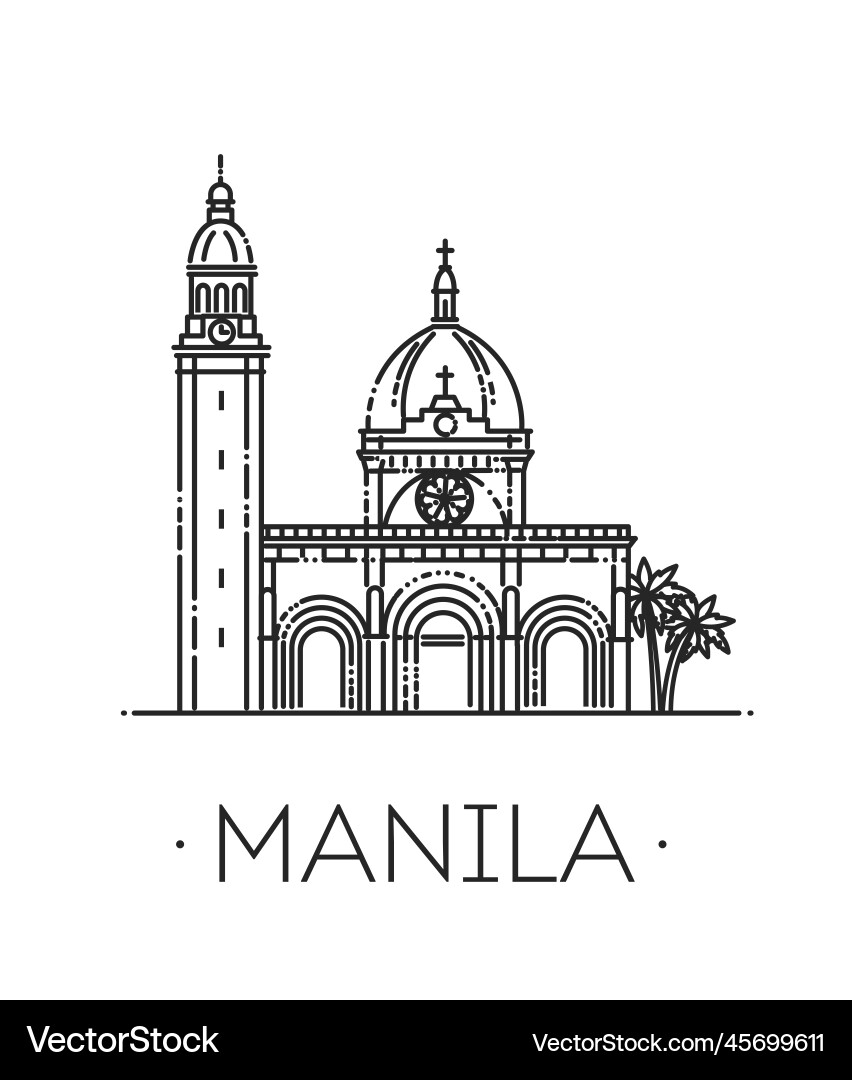 Manila cathedral philippines landmark Royalty Free Vector